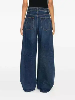 Sacai Belted Wide-leg Jeans - Blue