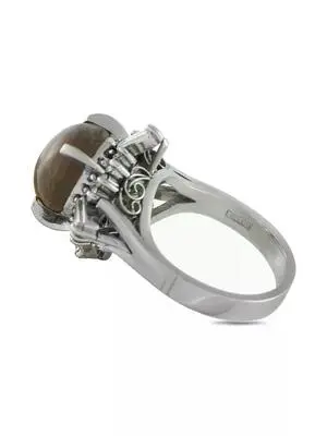 LB EXCLUSIVE Platinum Diamond Ring With Cats Eye Cabochon