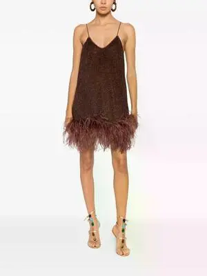 Oseree Feather-trimmed Mini Dress