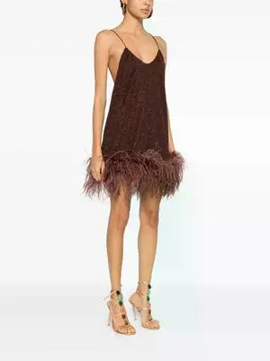 Oseree Feather-trimmed Mini Dress