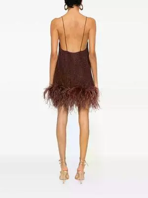 Oseree Feather-trimmed Mini Dress