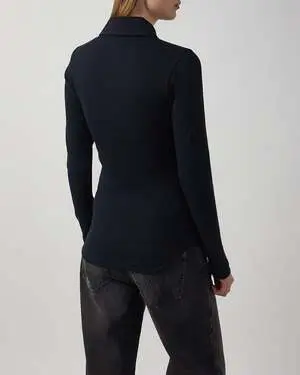 Attico Ribbed-knit Cotton Polo Top