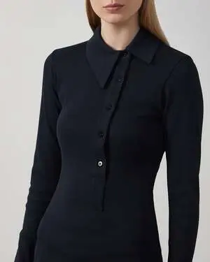 Attico Ribbed-knit Cotton Polo Top