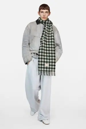 Acne Studios Checked Logo Scarf - Green,white