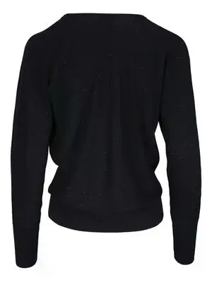 Kinross Cashmere V-neck Long-sleeved Top - Black