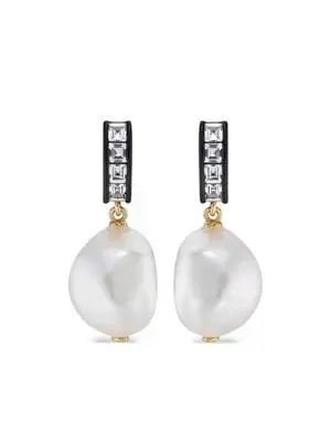 V JEWELLERY Blythe Pearl Drop Earrings - White
