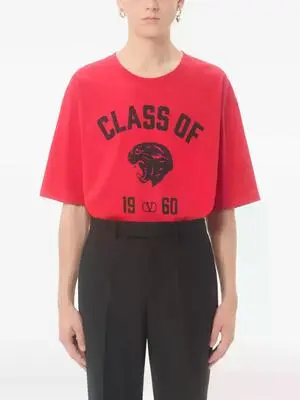 Valentino Garavani Panther-print Cotton T-shirt - Red