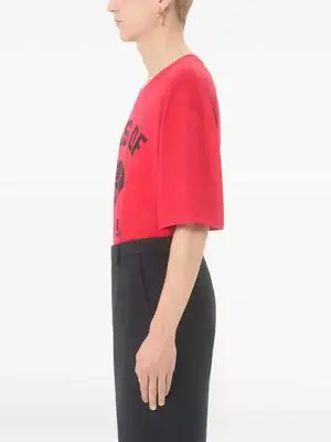 Valentino Garavani Cotton T-shirt With Panther Print - Red