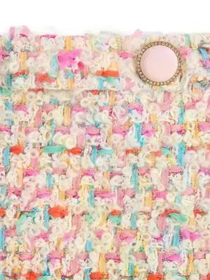 Valentino Garavani Candy Tweed Mini Skirt With Jewel Button - Neutrals