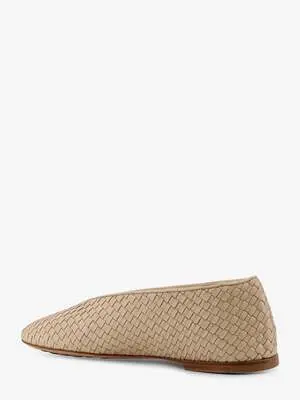 Bottega Veneta Flat Leather Ballet Flats With Intrecciato Weave - Beige