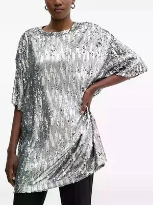 ANIYE BY Sequin-embellished T-shirt Dress - Silver