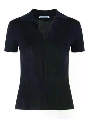 Max Mara Albero Ribbed Polo Top - Blue