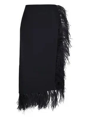 Akris Feather-embellished Midi Skirt - Black