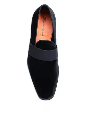 Santoni Isomer Velvet Loafers - Black