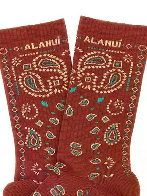 Alanui Bandana Ribbed Socks - Brown