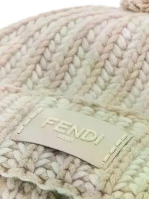 Fendi Embroidered Pompom Beanie