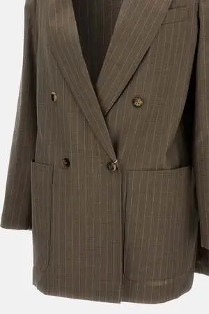 Max Mara Pinstripe Double-breasted Blazer - Marrone