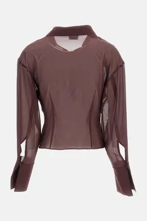 Andamane Lilia Silk-blend Blouse With V-neck - Red