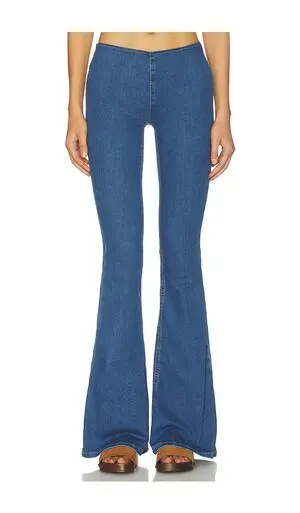 Free People Penny Pull-on Flare Jeans - Blue