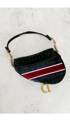 FWRD RENEW Dior Velvet Crocodile Effect Saddle Bag