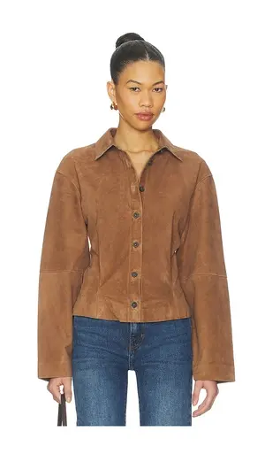 L'academie Dara Suede Button-down Shirt In . Also