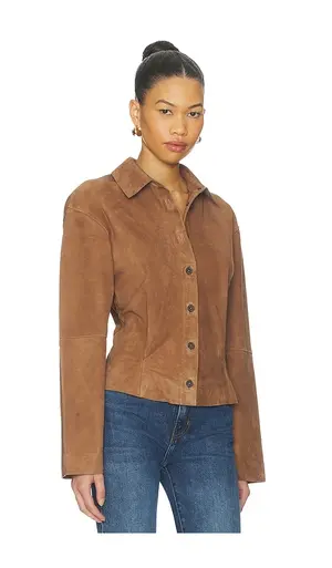 L'academie Dara Suede Button-down Shirt In . Also
