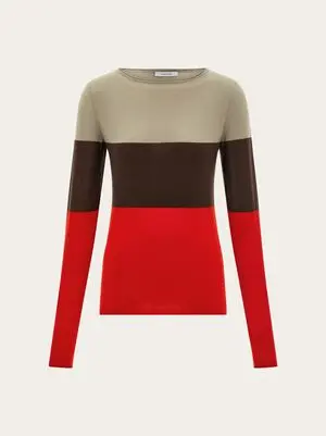 FERRAGAMO Color Block Virgin Wool Top