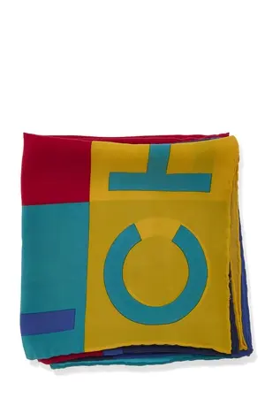 Chanel Multicolor Silk Logo Scarf