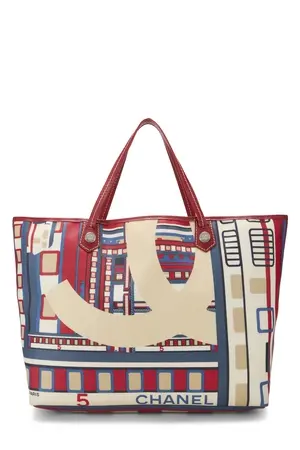 Chanel Coated Canvas Train Car Print Tote - Multi