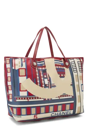 Chanel Coated Canvas Train Car Print Tote - Multi
