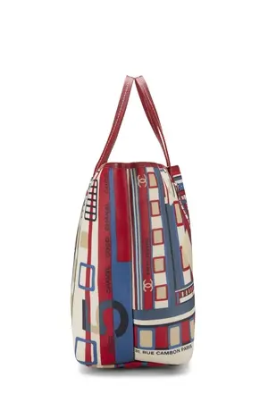Chanel Coated Canvas Train Car Print Tote - Multi