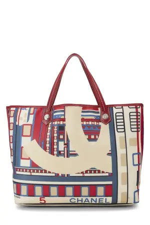 Chanel Coated Canvas Train Car Print Tote - Multi