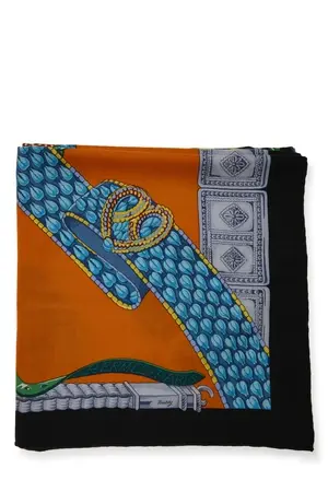 Hermès Multicolor 'ceintures Et Liens' Cashmere Scarf