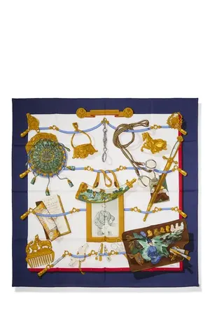 Hermès Multicolor 'mémoire D Silk Scarf 90 - Navy