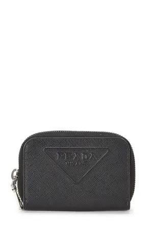 Prada Saffiano Zip Around Coin Purse - Black