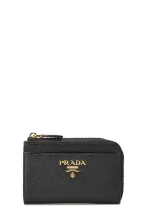 Prada Saffiano Zip Around Coin Purse - Black