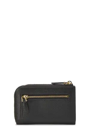 Prada Saffiano Zip Around Coin Purse - Black