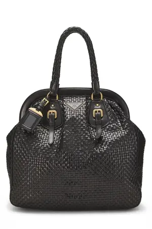 Prada Woven Leather Frame Bag