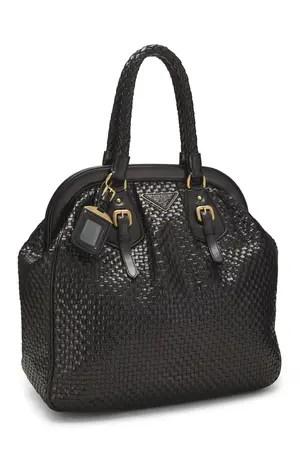 Prada Woven Leather Frame Bag