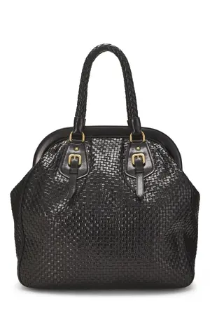 Prada Woven Leather Frame Bag
