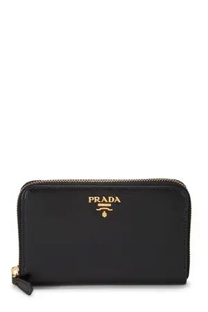 Prada Saffiano Zip Around Wallet - Black