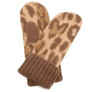 DAMSON MADDER Fluffy Mittens - Leopard