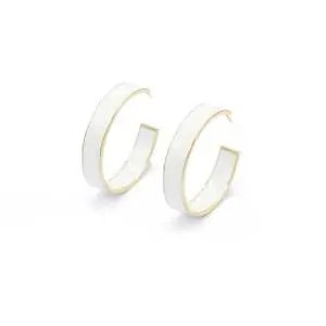 BONDEYE JEWELRY Chrissy Enamel Hoop Earrings - White