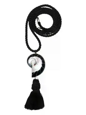 JULIETTA Nautilus Tasseled Necklace - Black