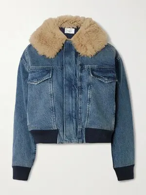 FRAME The Aviator Shearling-trimmed Denim Jacket