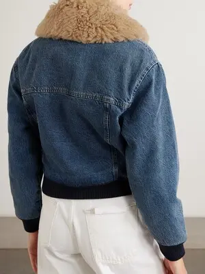 FRAME The Aviator Shearling-trimmed Denim Jacket
