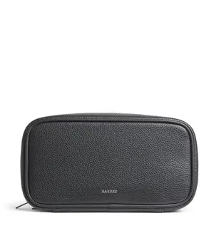 Sandro Faux Leather Wash Bag - Black