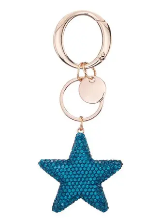 Nina Crystal Embellished Star Bag Charm - Dk Blue
