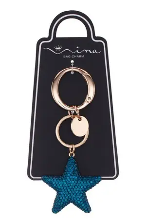 Nina Crystal Embellished Star Bag Charm - Dk Blue