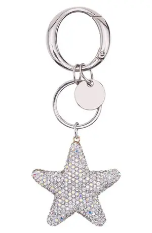 Nina Crystal Embellished Star Bag Charm - Silver